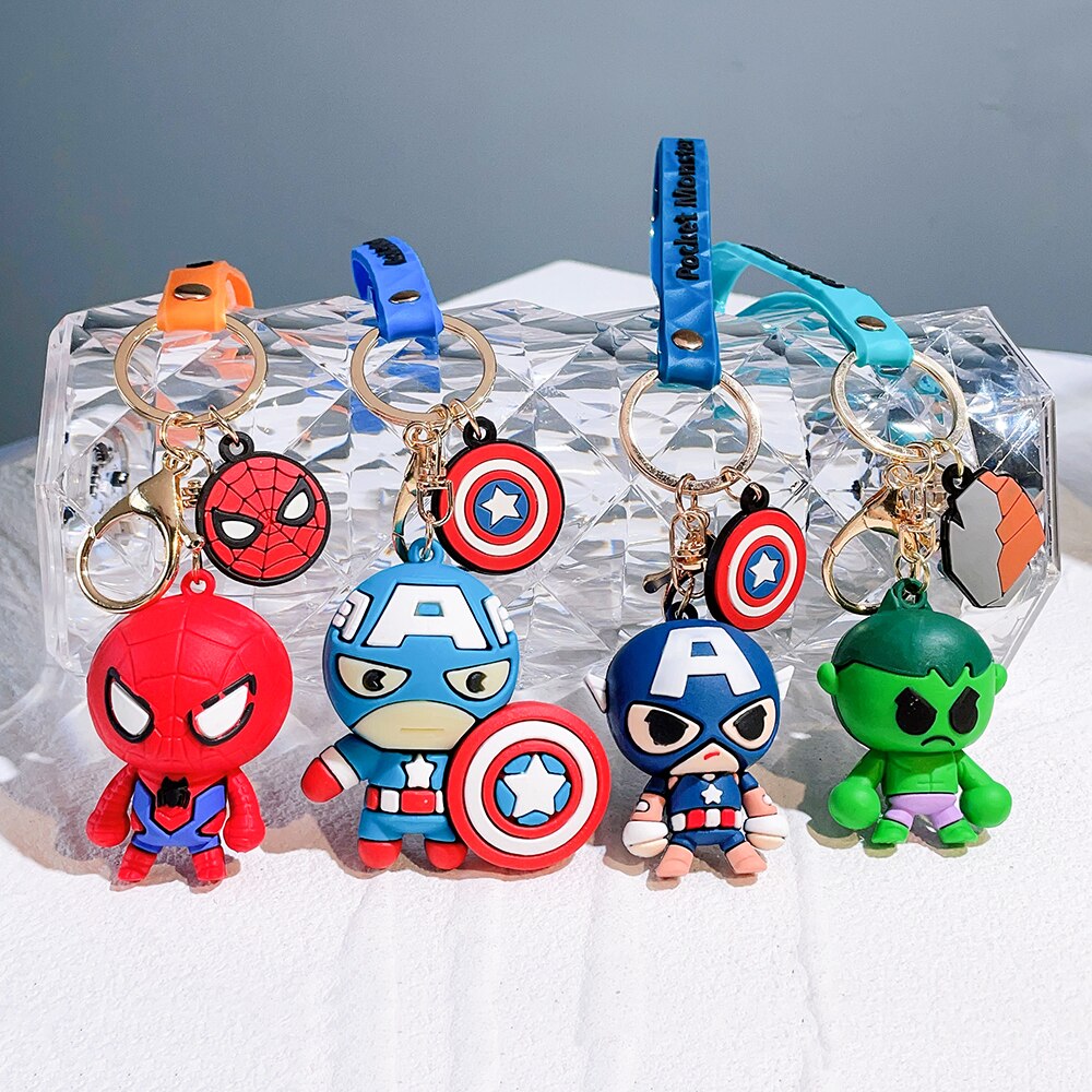 Disney Marvel Superhero PVC Keychain Cartoon Spiderman Hulk Thor ...