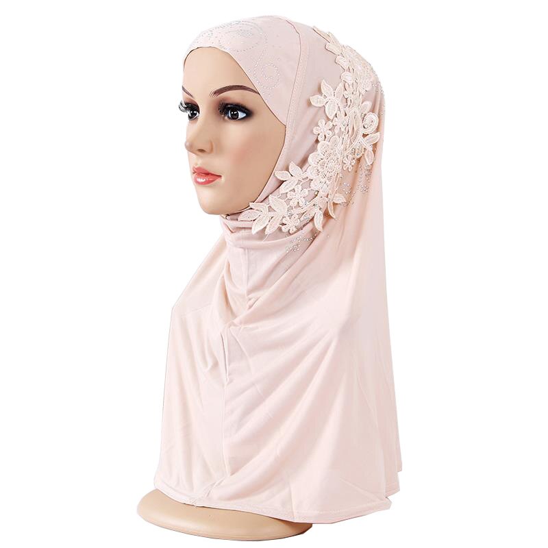 Diamonds Lace Hijab Muslim Women One Piece Amira Overhead Prayer Hijabs ...