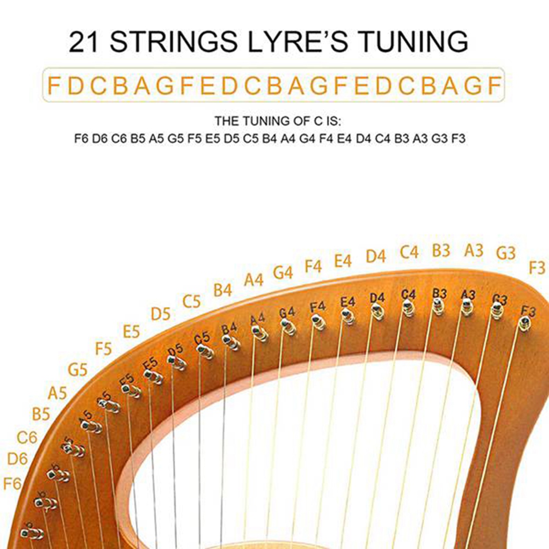 21 String Lyre Harp String Lyre String Small Harp Strings Accessories Musical Instrument 21 ...