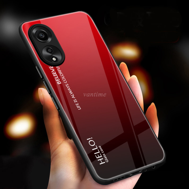 For OPPO A58 A78 4G 5G Case Gradient Phone Back Hard Glass Cover ...