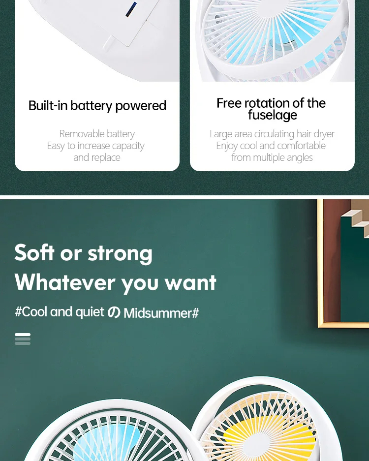 NEW Small Desktop Charging Fan – USB Rotatable Cool Fan with Multi ...