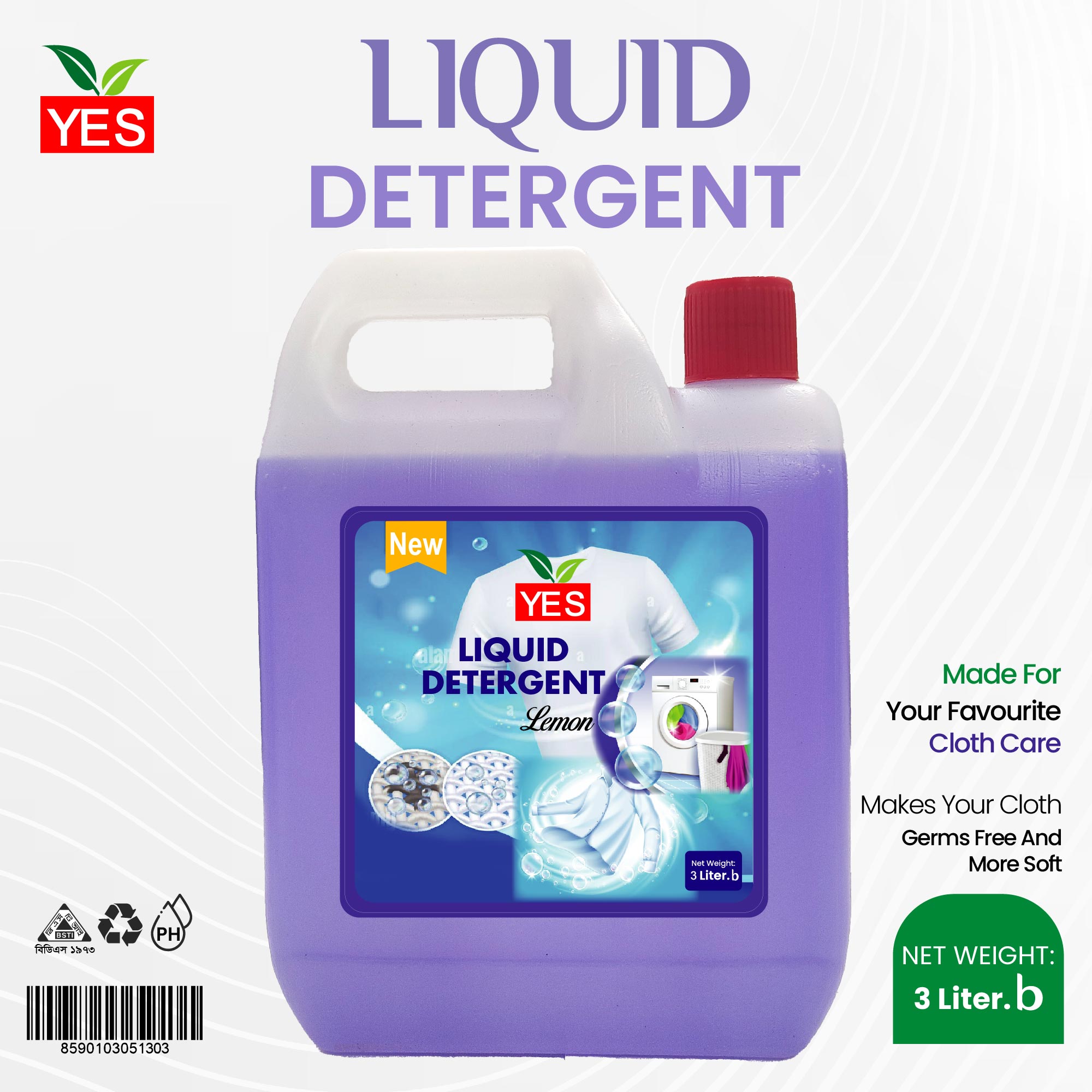 Yes Liquid Detergent/Cloth Wash Lemon- 3Ltr. | Daraz.com.bd