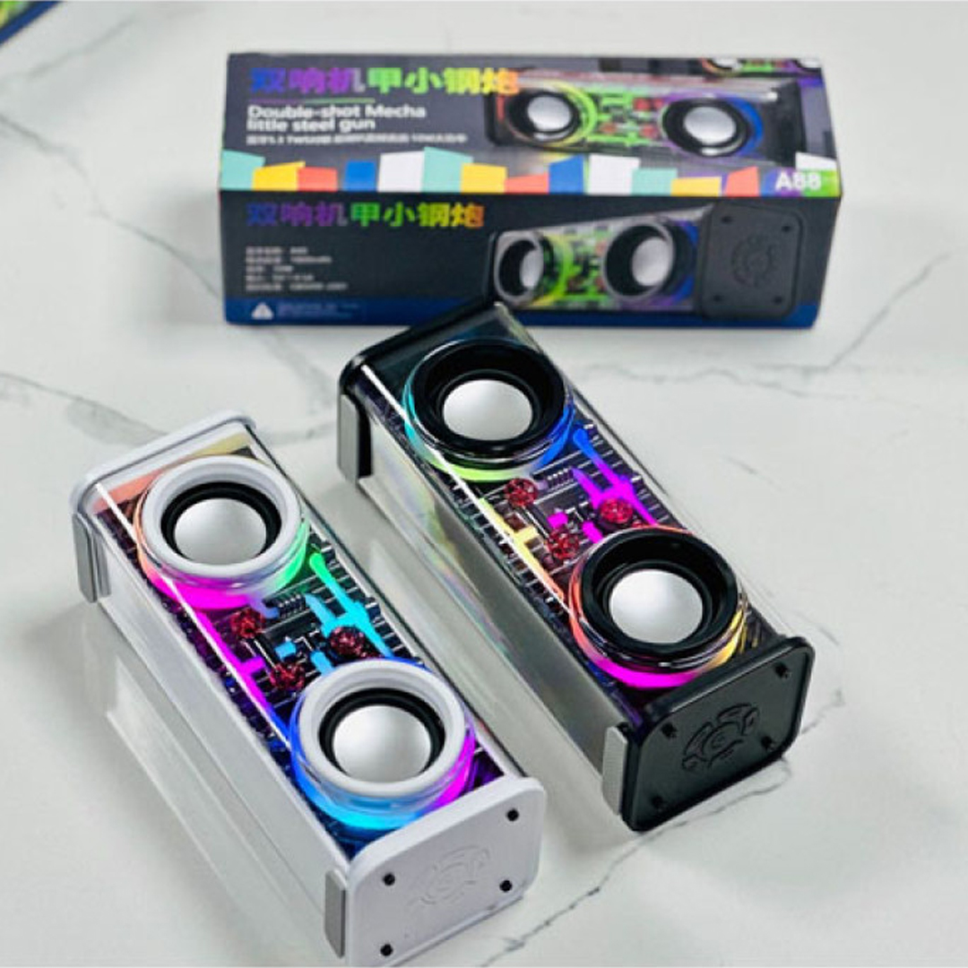 Mecha A88 Transparent 10W Wireless Dual Speaker TF card Double Horn RGB ...