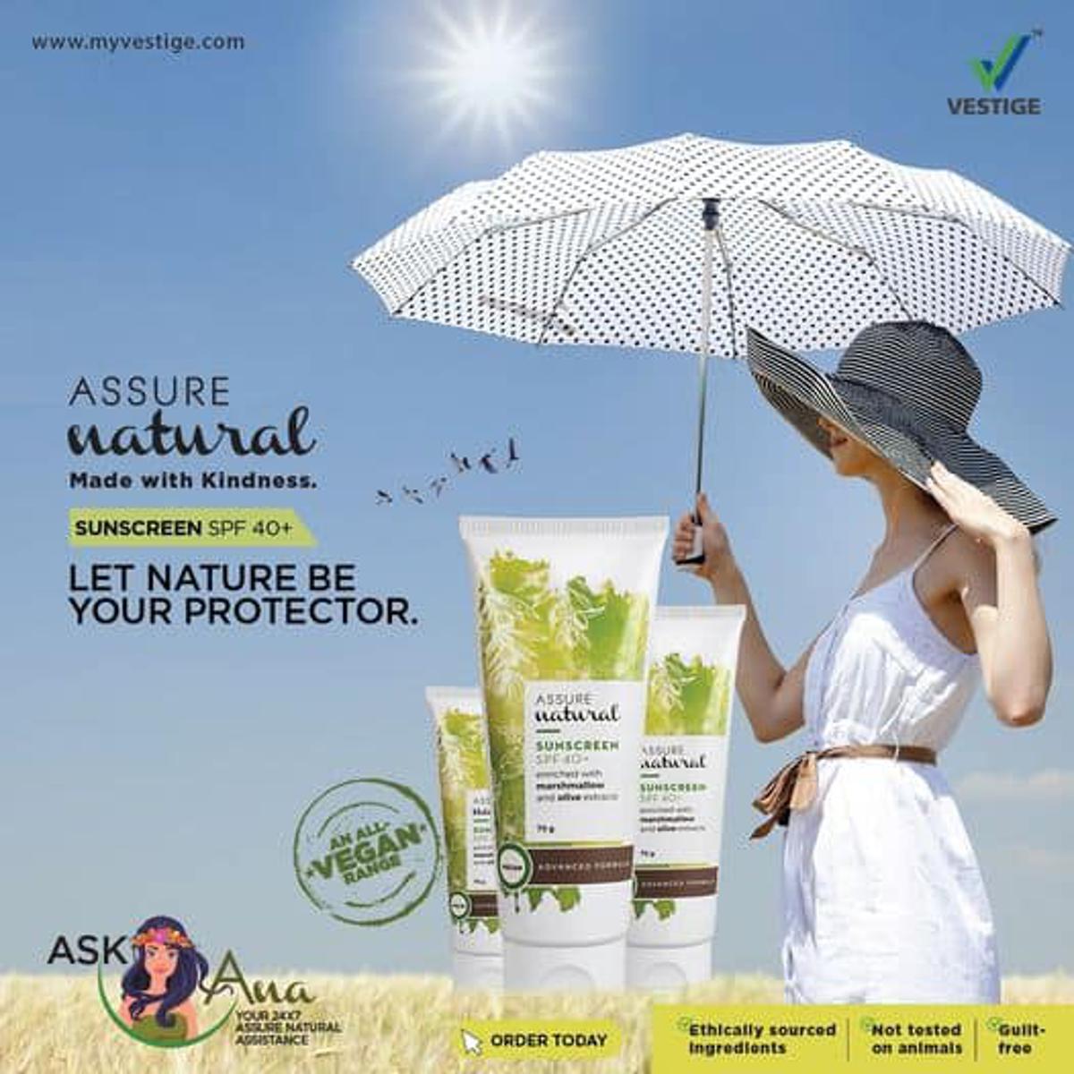 ASSURE NATURAL SUNSCREEN SPF 40+ pack of 01 - SPF 40+ PA+ (75 g ...