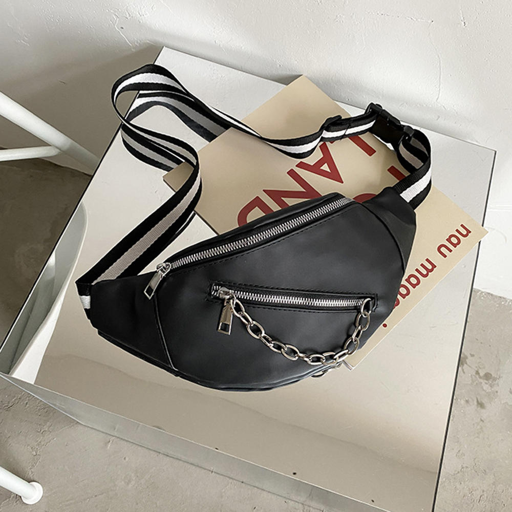 Banana Double Zipper Canvas Large Capacity Belt Bag Chest Bag Shoulder ...