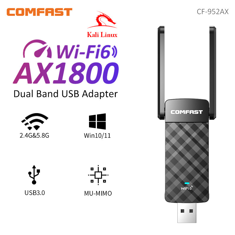 COMFAST WiFi 6 USB Adapter 2.4G 5.8G AX1800 USB3.0 Wireless Dongle ...