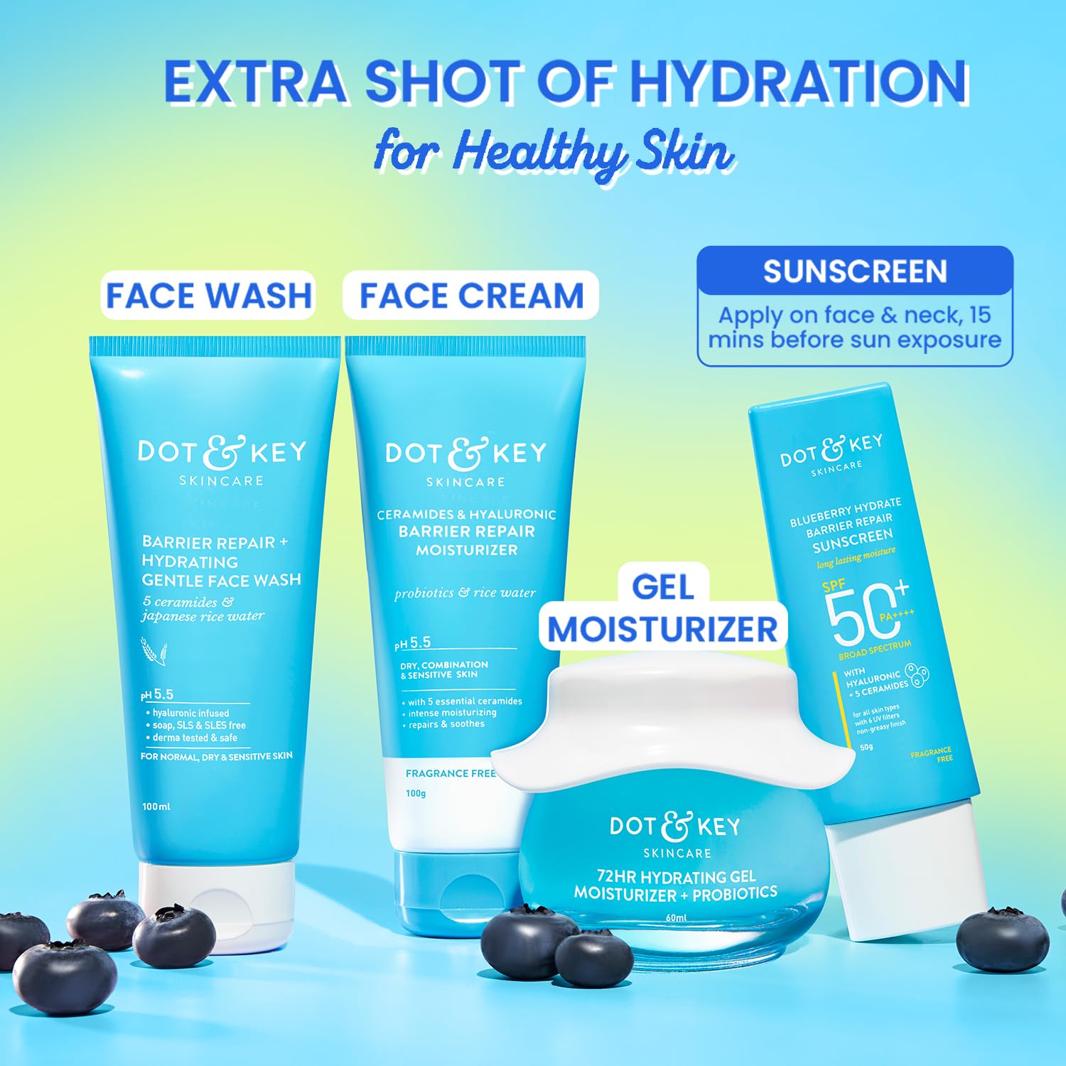 Dot & Key Blueberry Hydrate Barrier Repair Sunscreen SPF 50+, PA ...