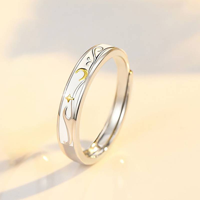 Fashion New Morning and Evening Sun Moon Couple Ring Simple and ...