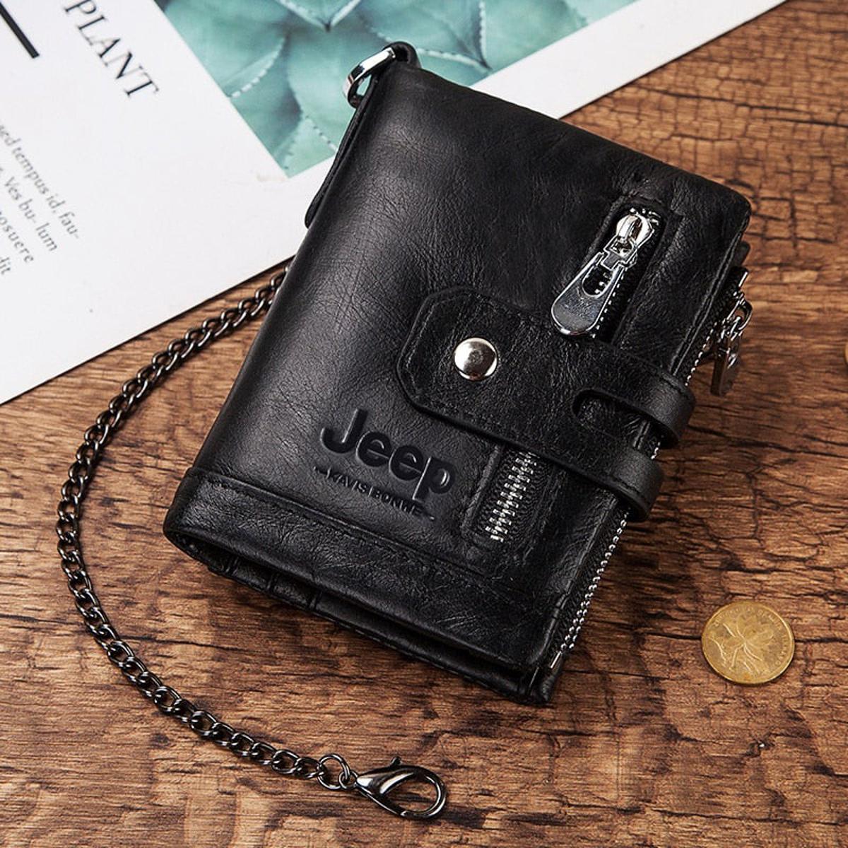 Jeep High Quality Artificial Leather/Chain Wallet For Men Black - Kurti