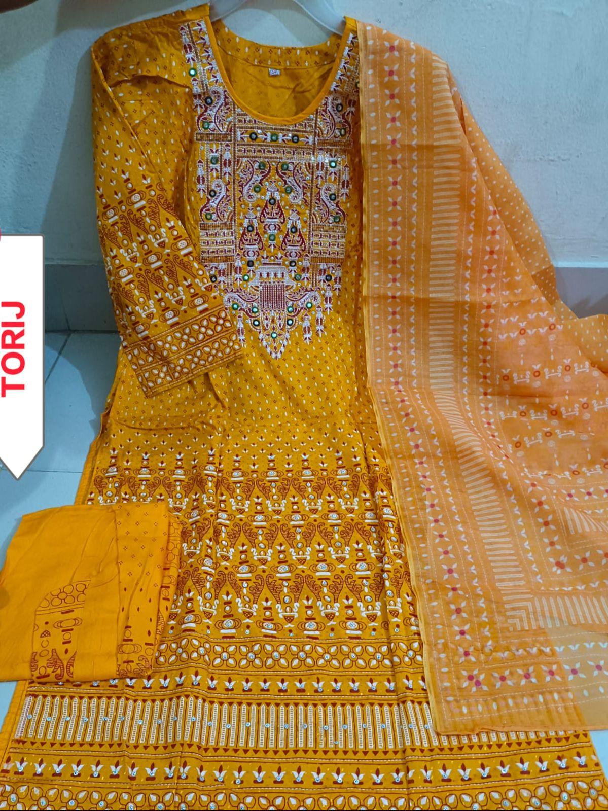 Pure AC Cotton Fabric High Quality Printed Three Piece