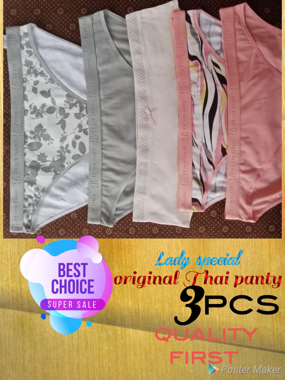 3 pcs imported Soft Cotton Panty Multi Color Cotton Panty Panty For ...