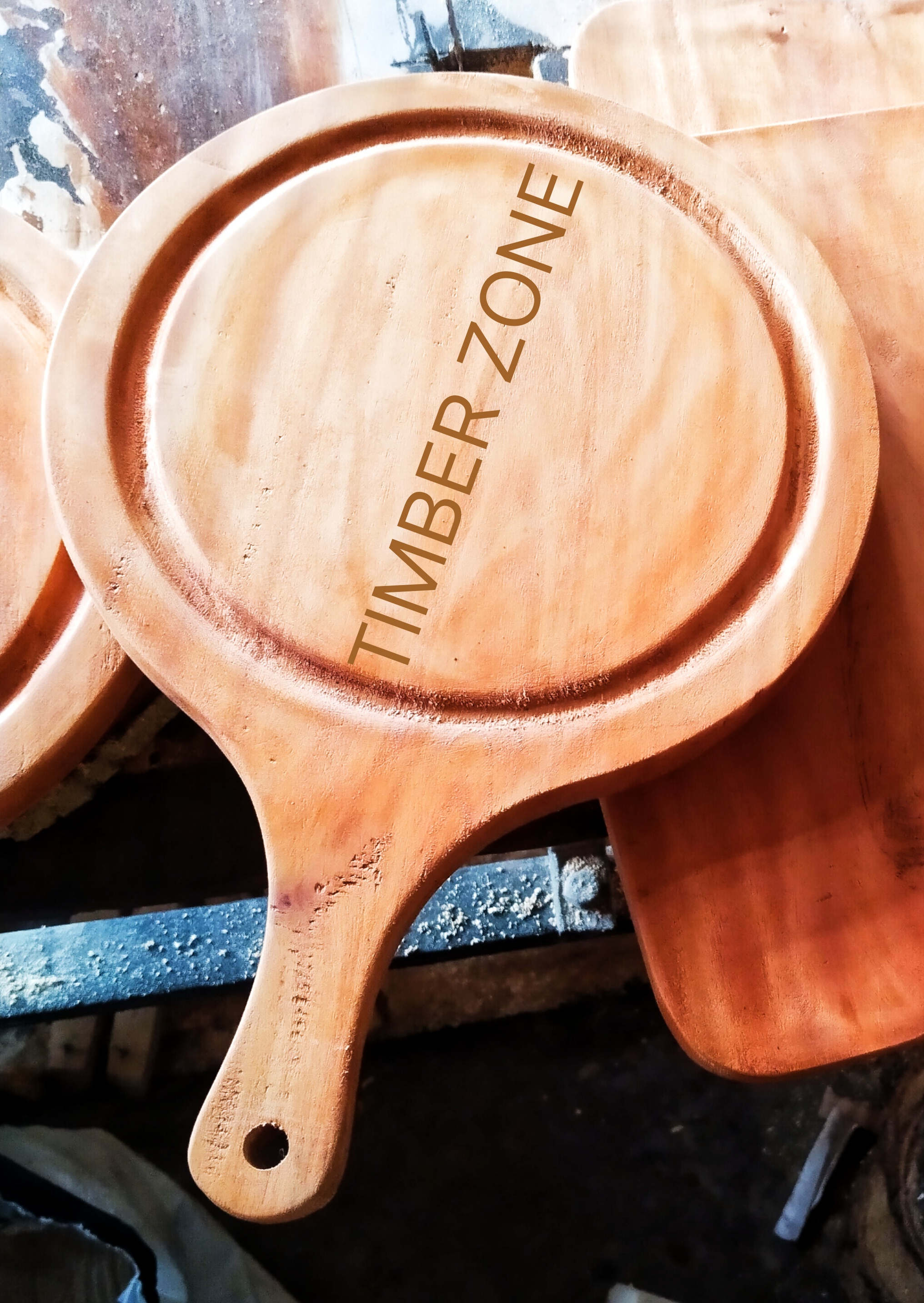 Simple Style Wooden Round Shaped Pizza Tray / Chopping Board ( 9 Inch ...