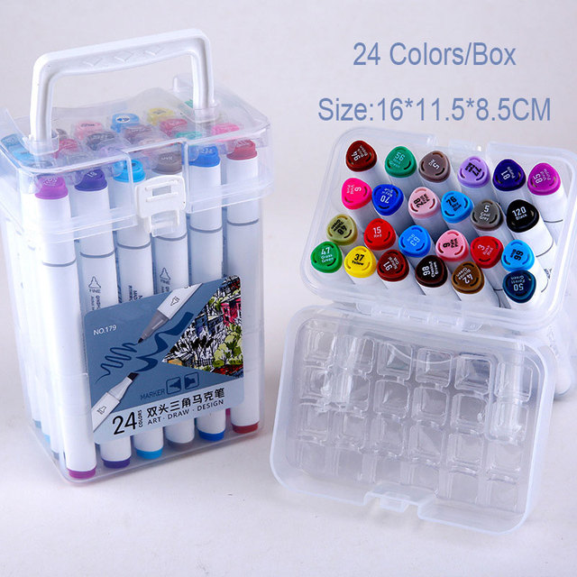 12/24/36/48/60 Colors Markers Pen Permanent Double Tips Graphic Skewing ...
