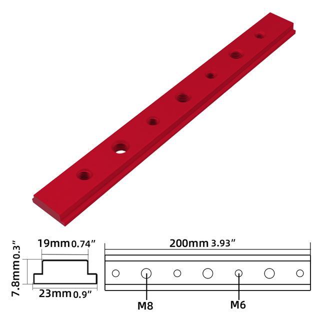 200mm T-Track T-Slider Bar Miter Fixture Woodworking T-Slot Miter Track ...