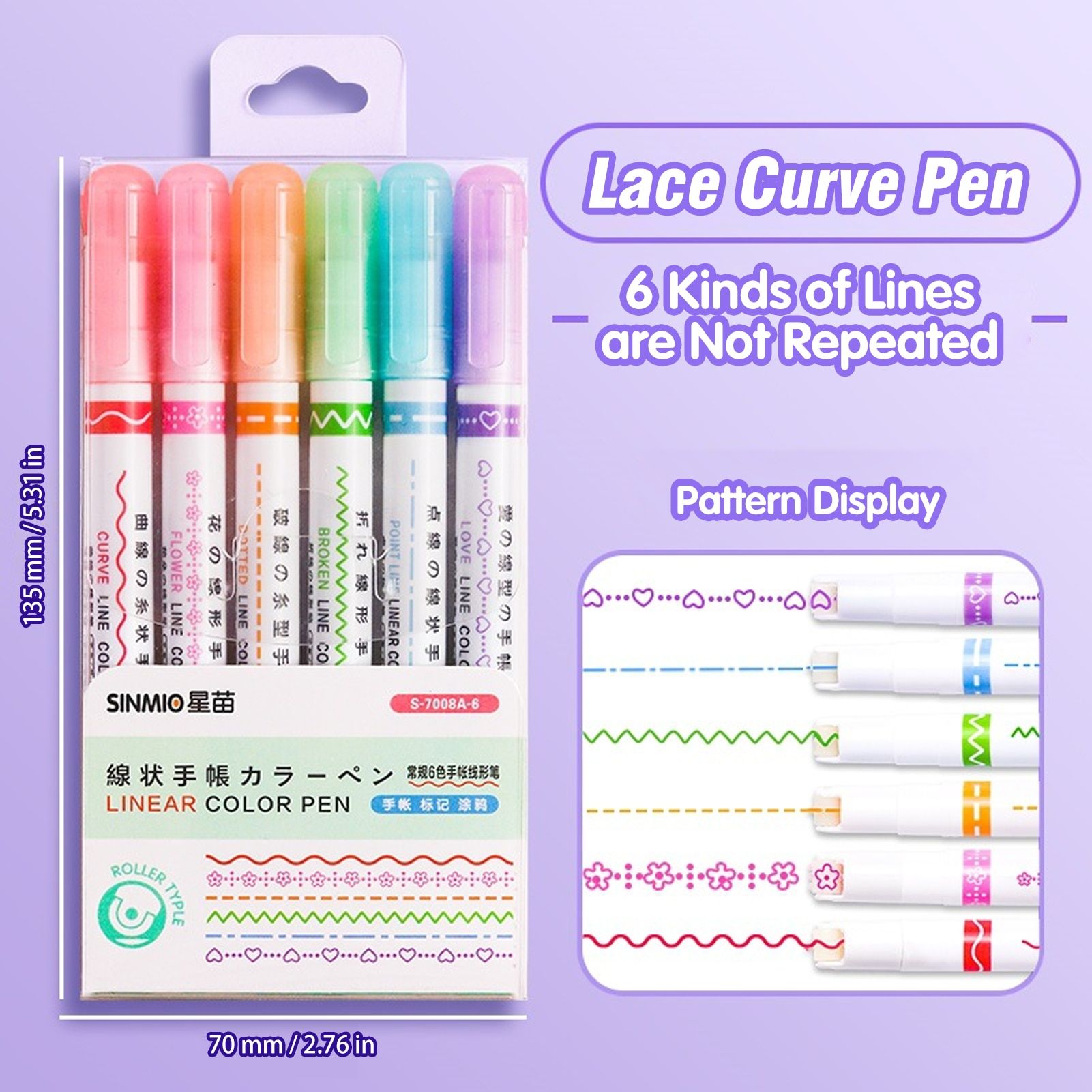 New Curves Highlighter Pen Set 6 Curves Shapes Colored Pens for ...
