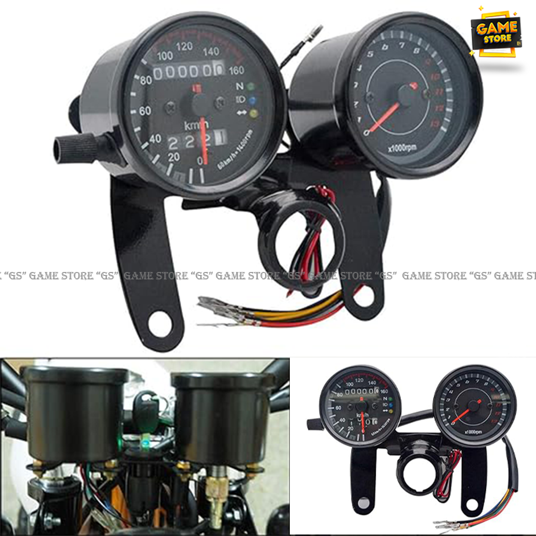 CG125/70cc LED Backlight Speedometer Dual Odometer Electric Tachometer ...