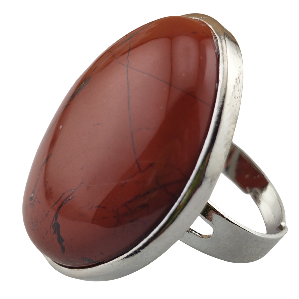 Wholesale Silver Plated Red Jasper Gemstone Rings Round Shape 25x30mm ...