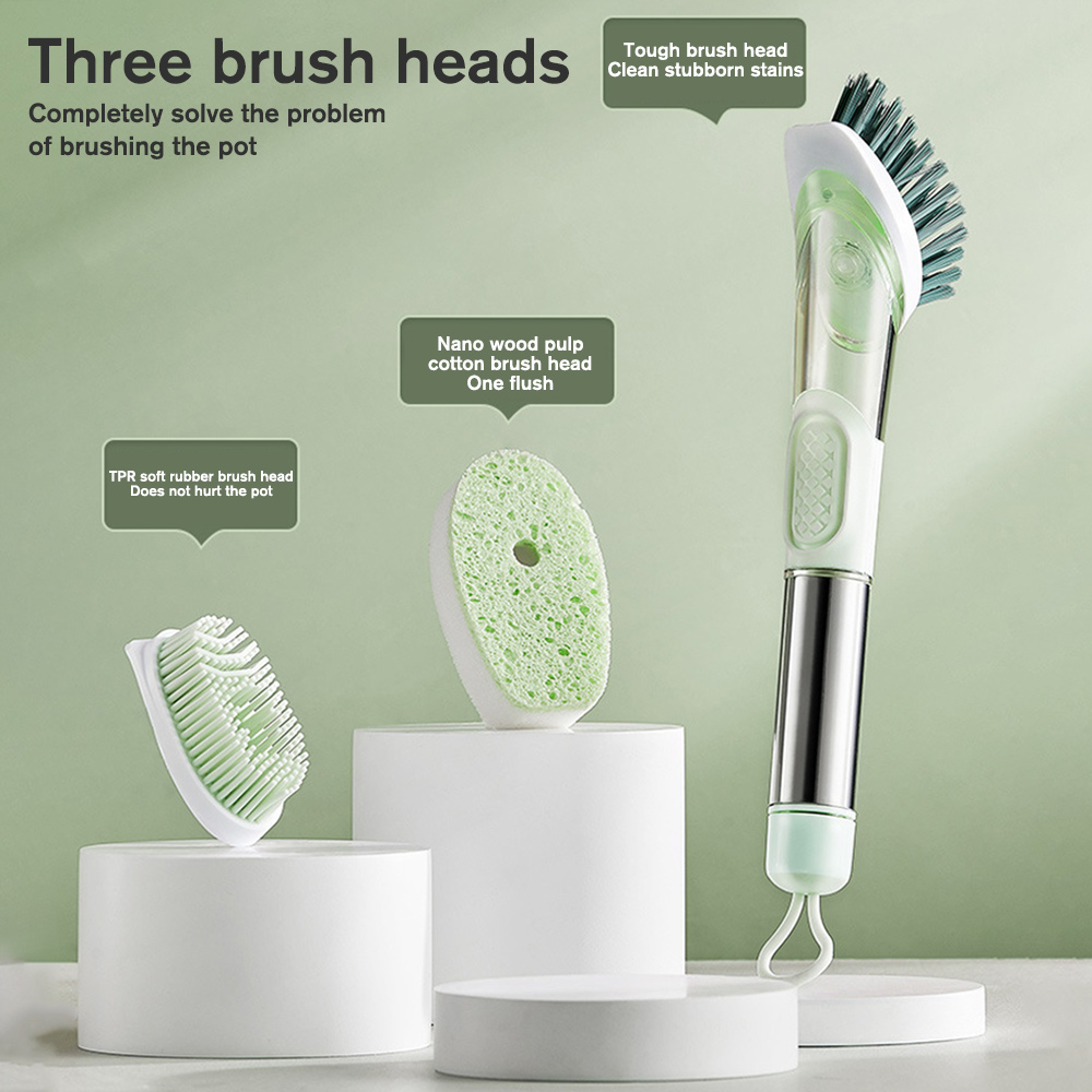 Kitchen Cleaning Brush 3 In 1 Long Handle Cleaning Brush with Removable ...