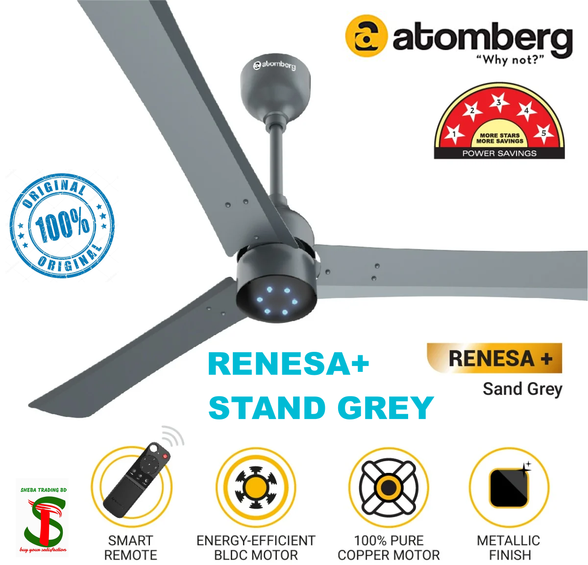Atomberg Renesa+ 1200MM / 48 INCH 28W BLDC motor Energy Saving Ceiling ...