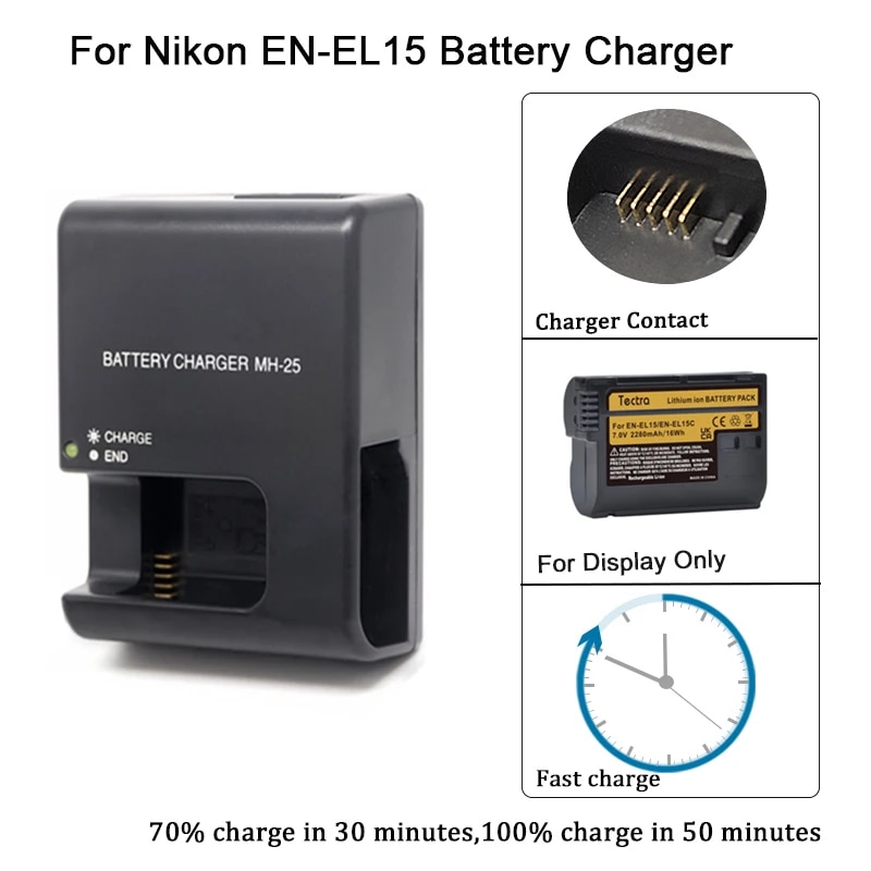 Battery En El 15 New MH-25 / MH25a Charger For Nikon EN-EL15, EL15a ...