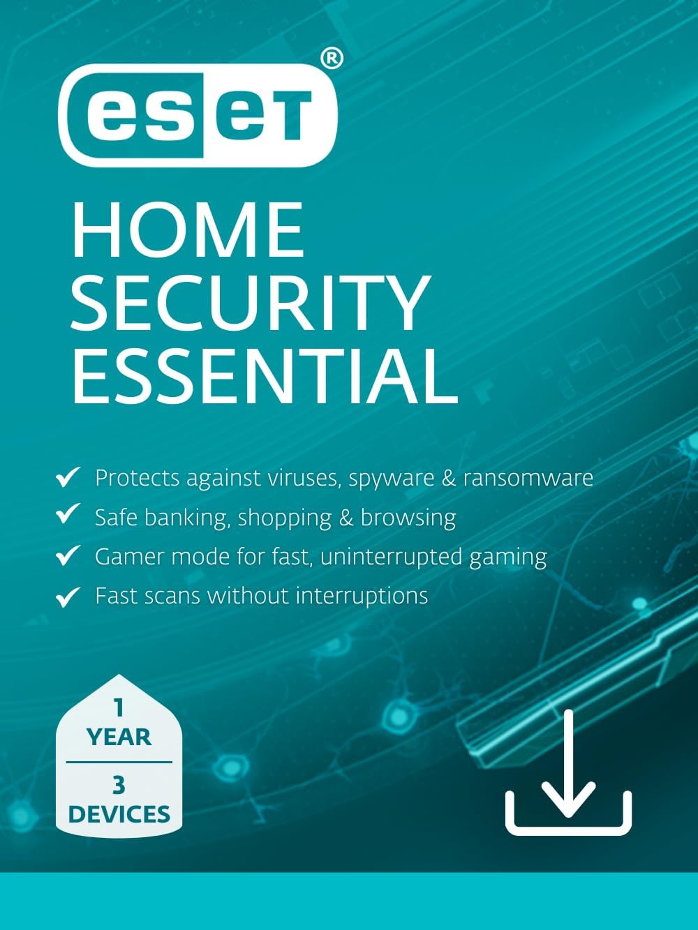 ESET Internet Security(ESET Home Security Essential) - 3 User, 1 Year Multi-Device