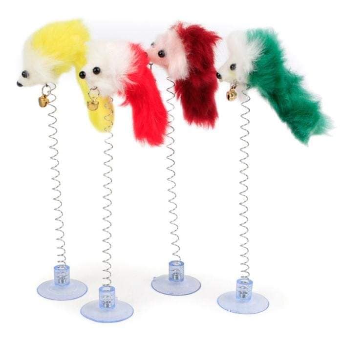 Suction Cup Mount Spring Plush Mouse Pet Kitten Puppy Rabbit Cat ...