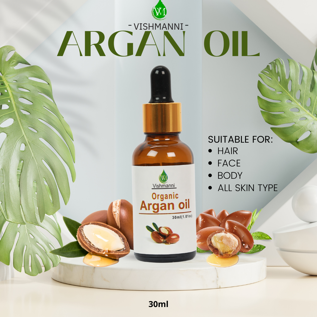 Vishmanni Organic Aargan oil 30 ml for Hair Face Body hair growth oil ...