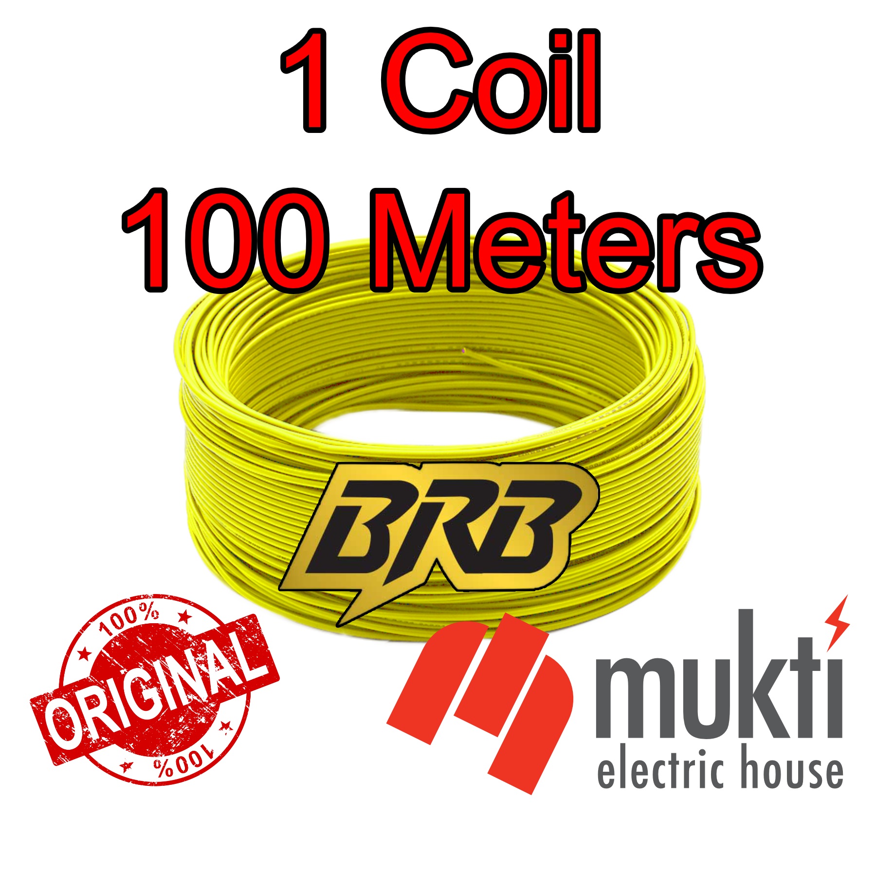 BRB Yellow Cable 1X1.5RM 7-W BYA FR Skin Coated Single Core PVC ...