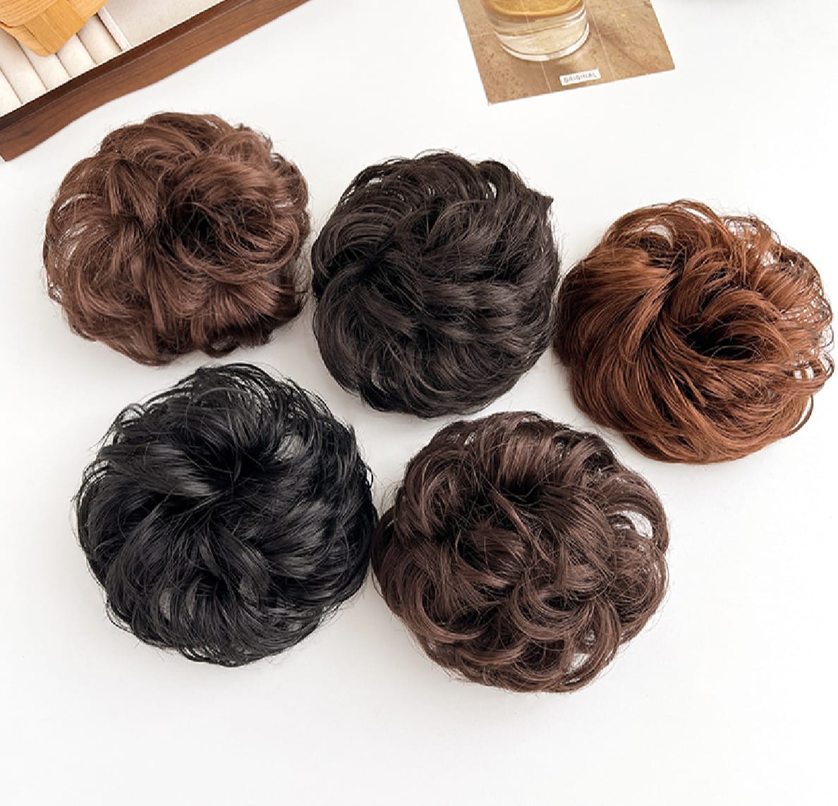 Cute Ball Head Wig Black Light Brown Headband Girl Natural Scrunchie ...