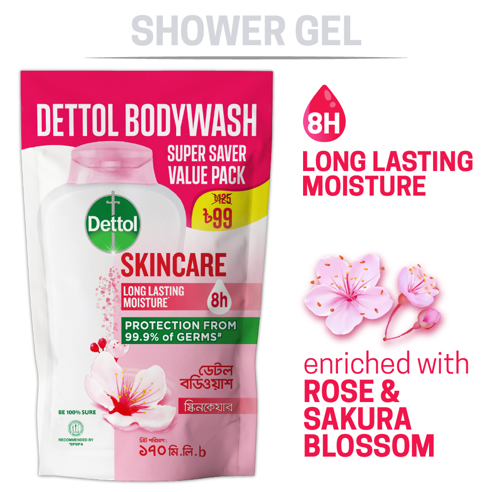 Dettol Body Wash Skincare Rose & Sakura Blossom with 8 Hours Long ...
