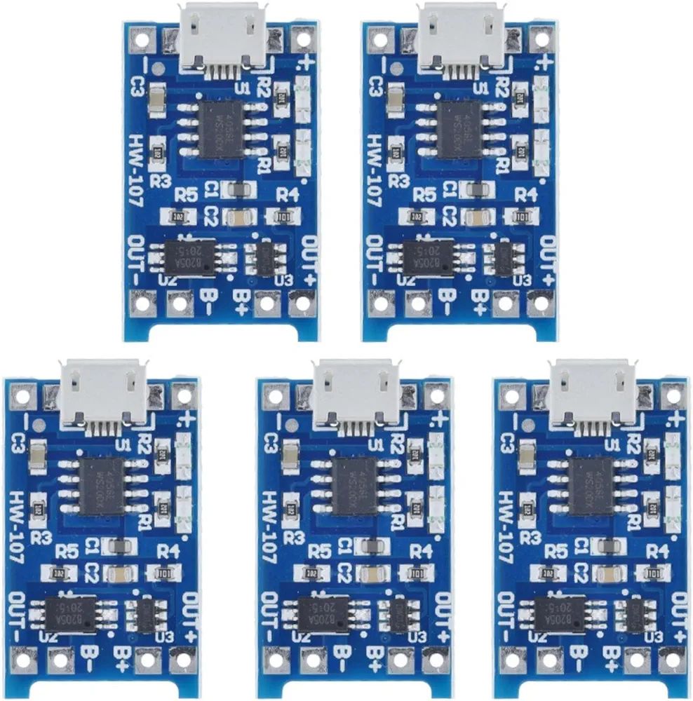 TP4056 Lithium Battery Charging Board 5pcs 5V 1A 18650 Battery Charger ...