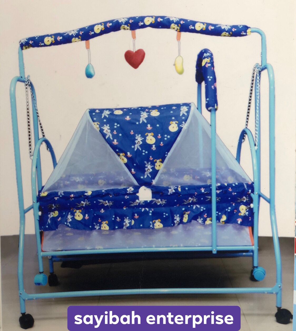 Baby Cradle Bed With Mosquito Net, Portable Swing Cradle with 8 ...