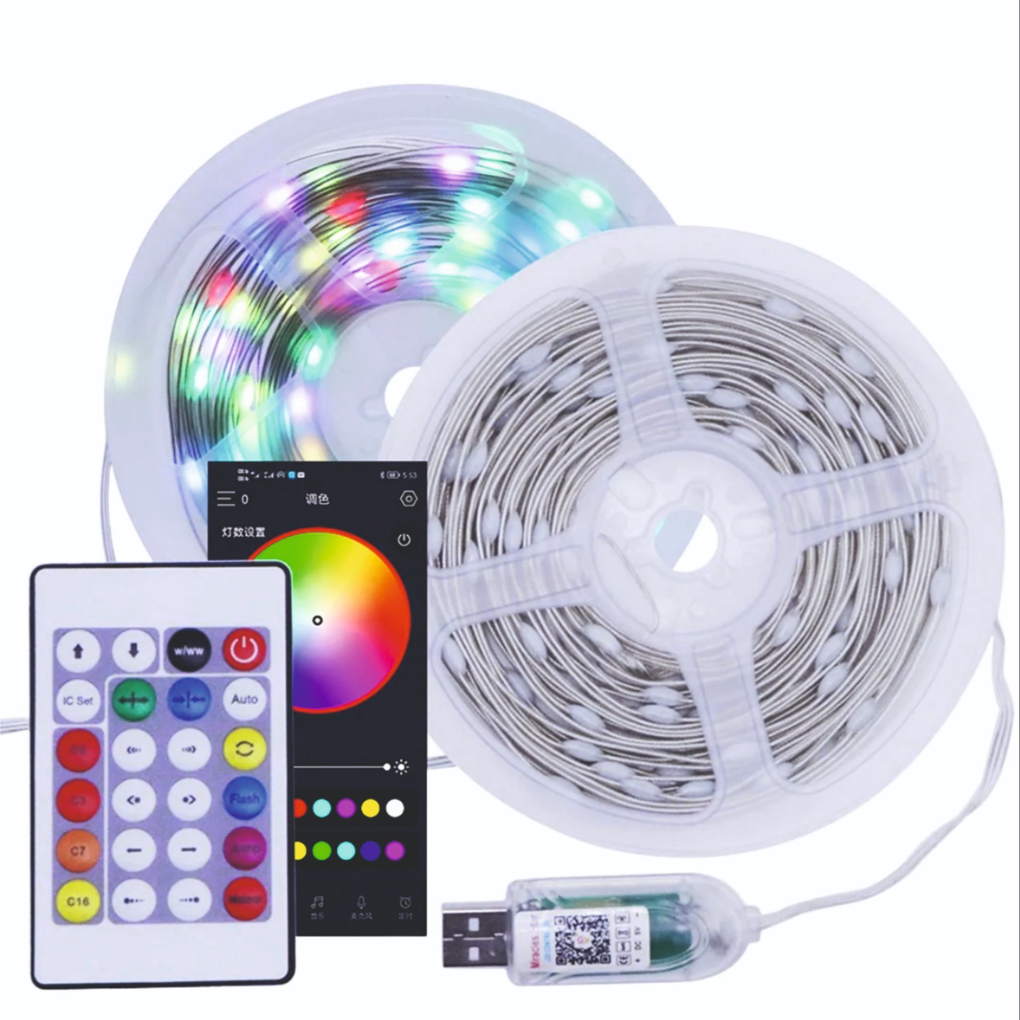 Dream Fairy Lights Smart Pixel RGBIC LED 33ft 10m USB Powered Remote Controller & Smart App ...