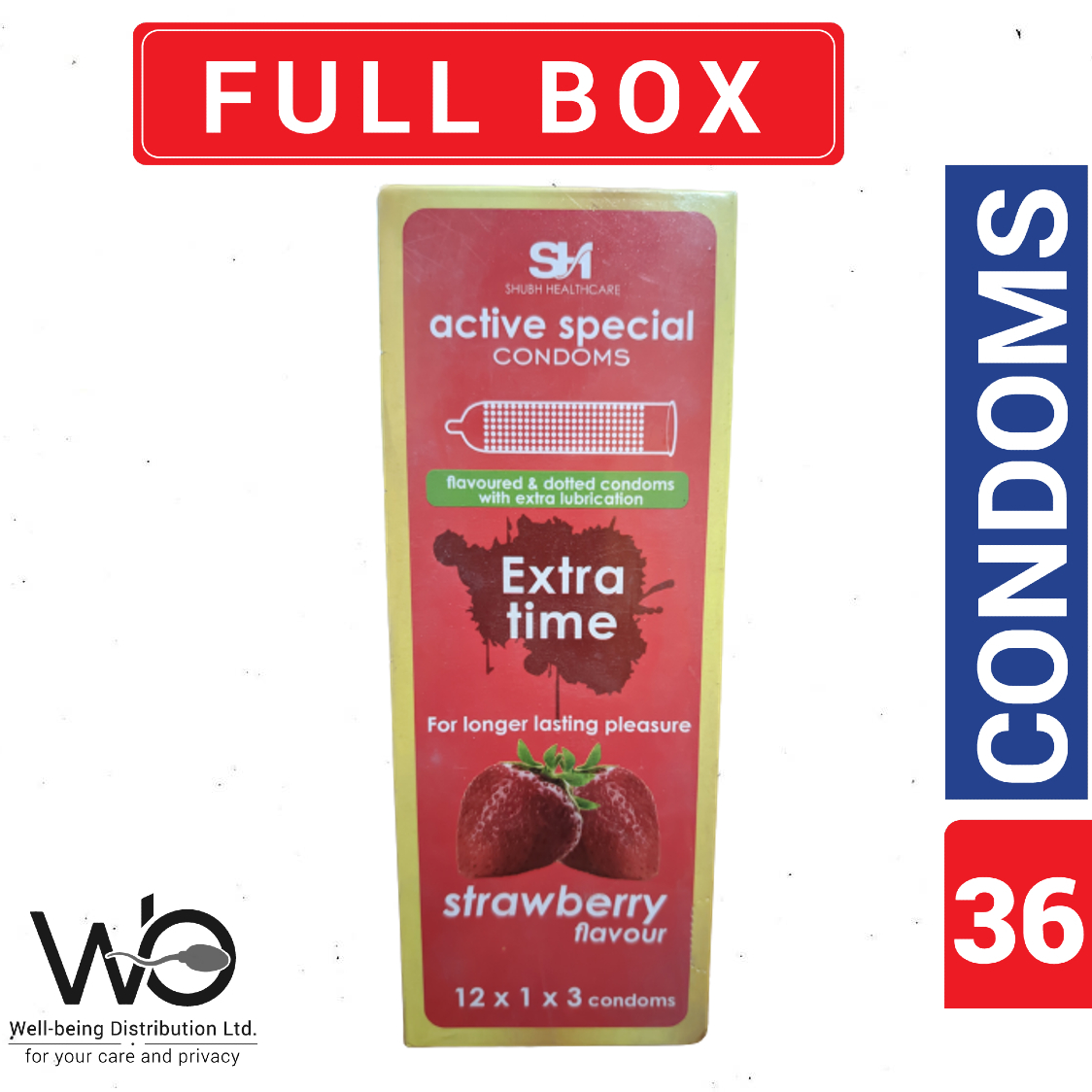 Active Condoms - Strawberry Flavor Condom - Full Box - 3x12=36pcs Condom (Made in India) | Daraz ...
