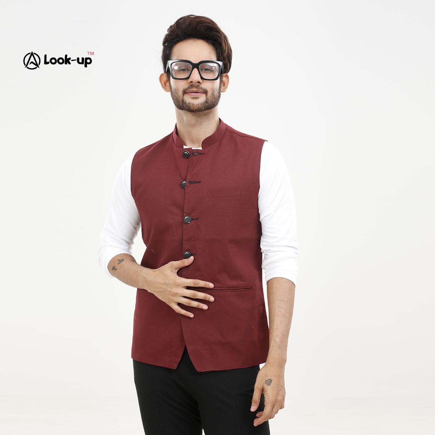 LOOK UP Gabardine Smart & Stylish Men's Waistcoat | Formal Koti Vest ...