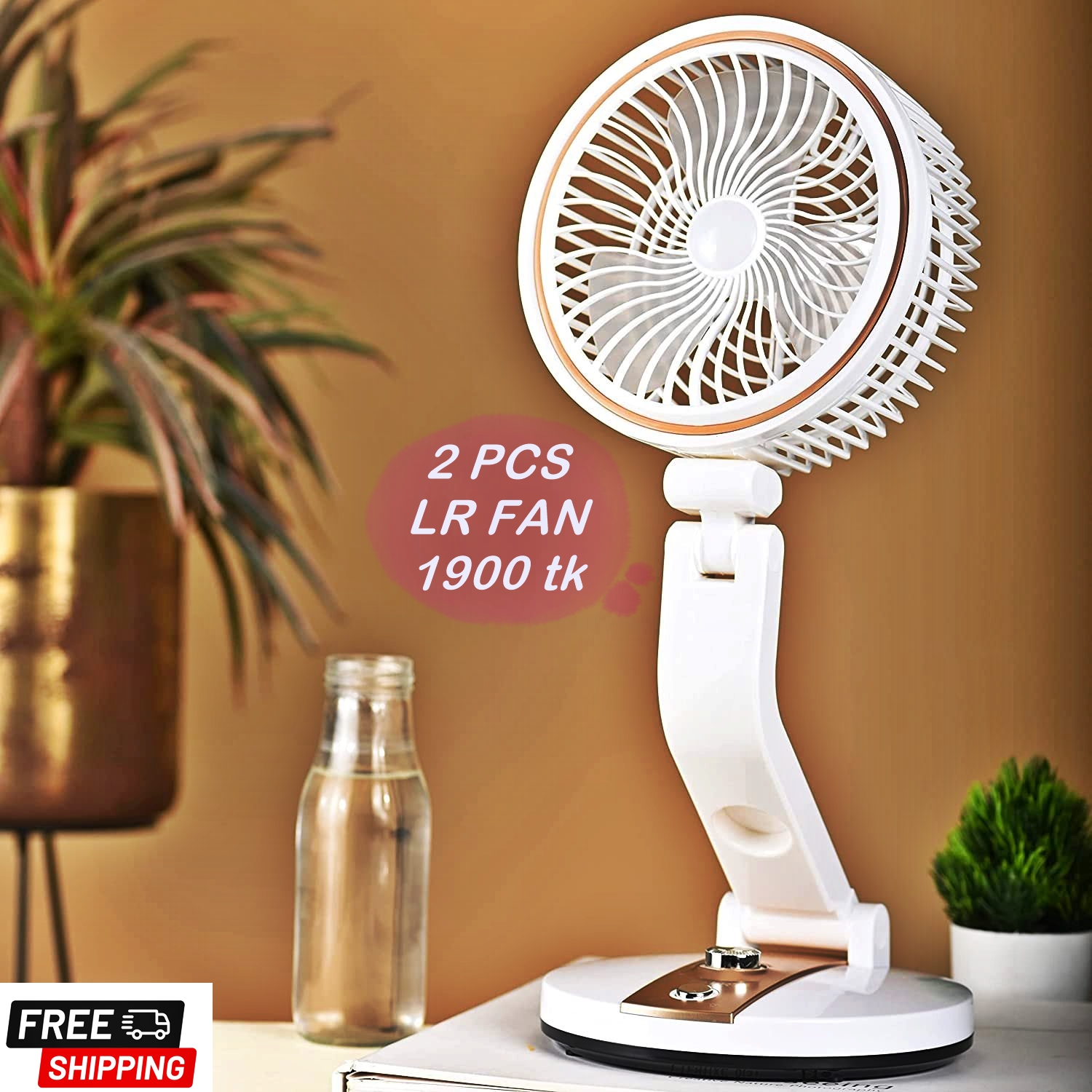 New Rechargeable Folding Table Fan with Led Light ( 2 PCS ) | Daraz.com.bd