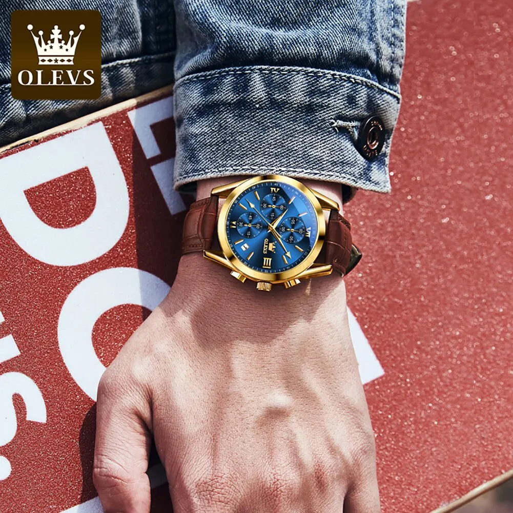 OLEVS High Quality Leather olives Hand watch for men- Avant-garde ...