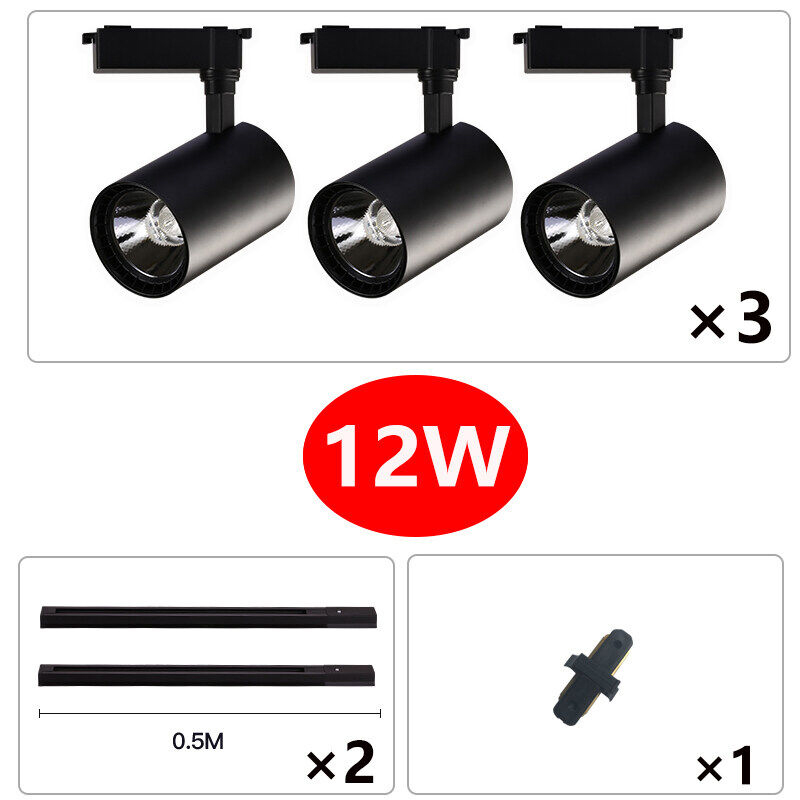 LED Ceiling COB Track Light Set 3 Lights 2Rail Spot Light 12W 20W 30W ...