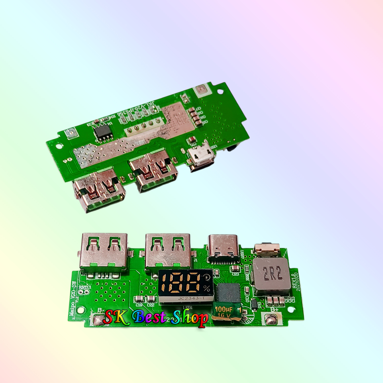 33W PD 3.0 Type C Micro USB Fast Charging Power Bank Circuit 2 USB With ...