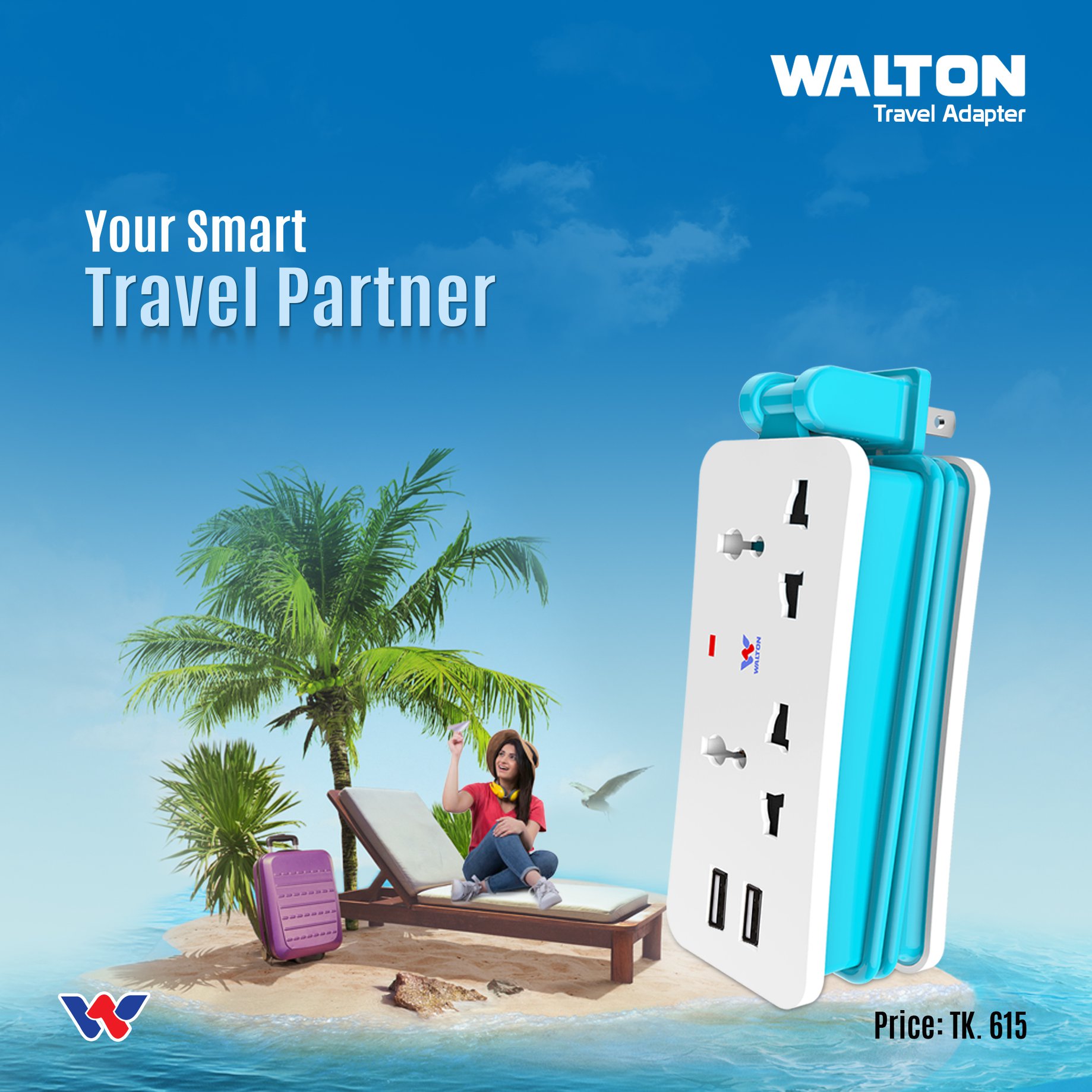 Walton Travel Adapter(2 Pin Plug & 1.52 Meter Cable) - Multi Plug ...