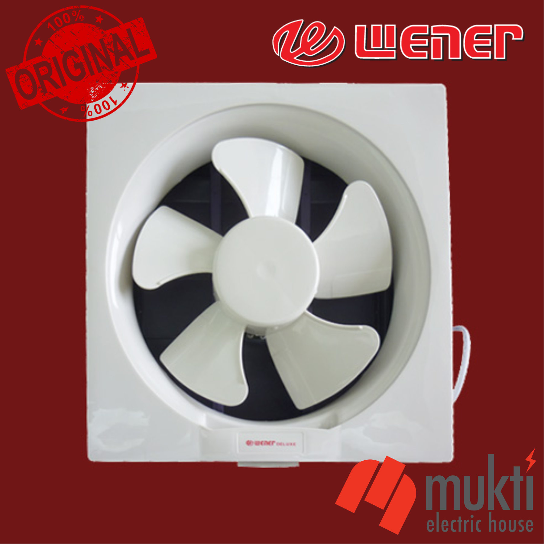 WENER Deluxe Exhaust Fan Wall 12 Inch PVC Plastic with Copper Winding ...