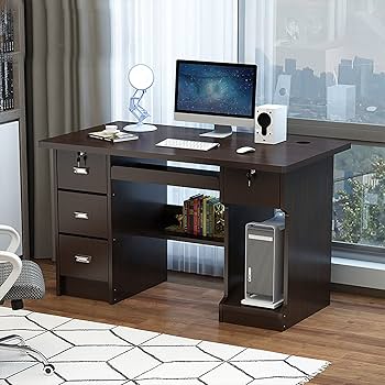 Modern Office Table with File Shelf Workstation | Laptop Computer Table ...