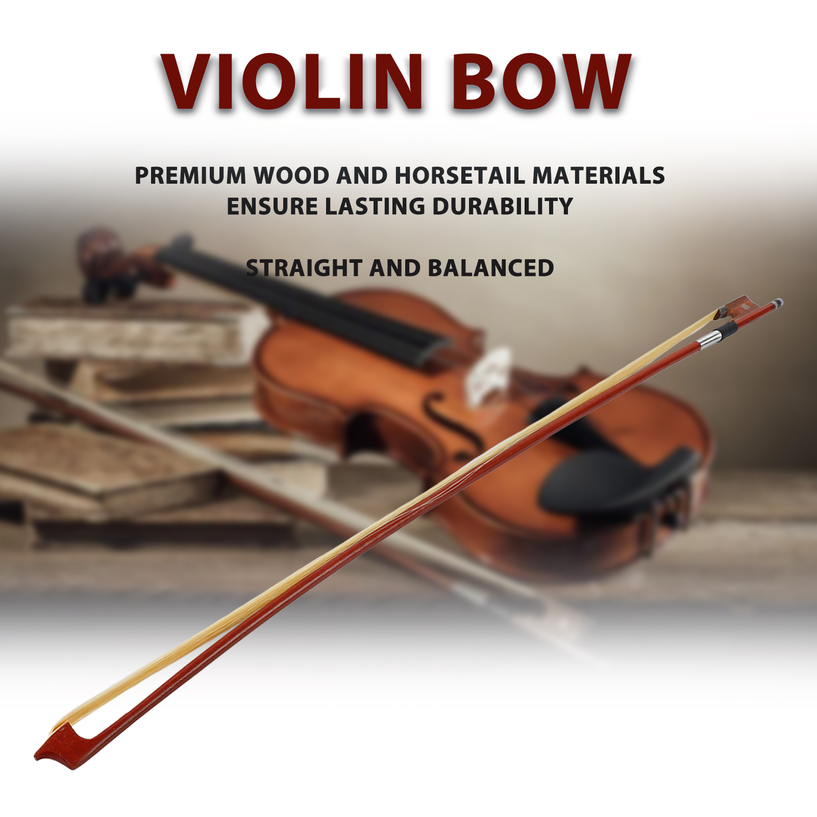 Violin Bow, Horse Hair Violin Bow Smoothly Arbor for Performance ...