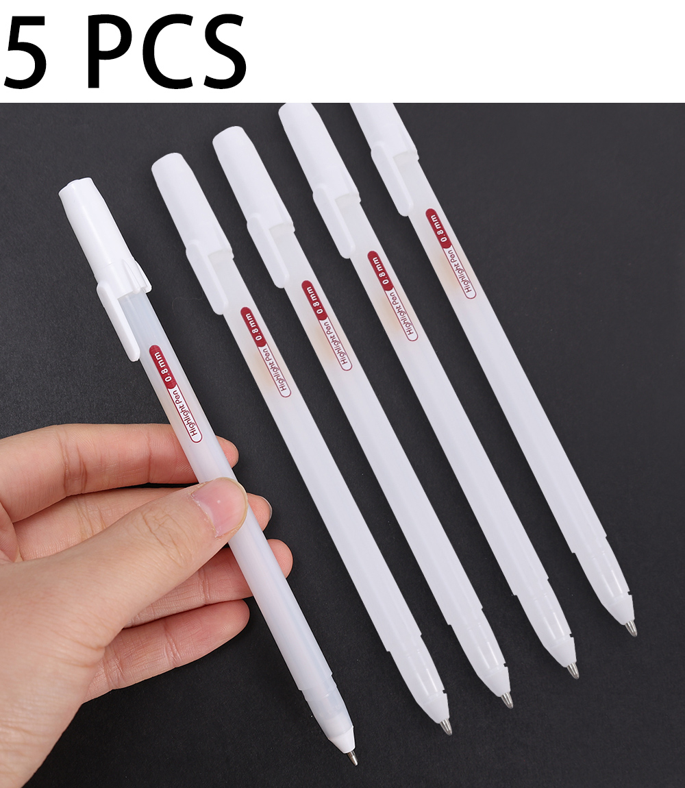 1/5/10Pcs 0.8Mm White Marker Pens Waterproof White Gel Pen DIY Graffiti ...