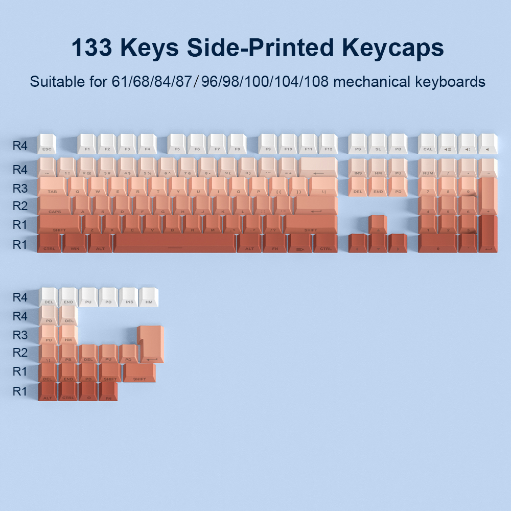 Custom Gradient Keycaps Cherry Profile PBT Ketcaps 133 Keys Side ...