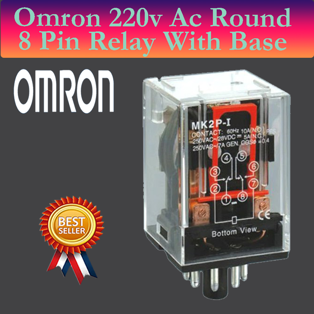 Omron AC 220V/240V 10A Coil Round 8 Pin MK2P-1 Power Electromagnetic Relay With Base | Daraz.com.bd