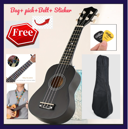 Black 21'' Soprano Ukulele Dark Mini Guitar Ukulele 12 Fret for the ...