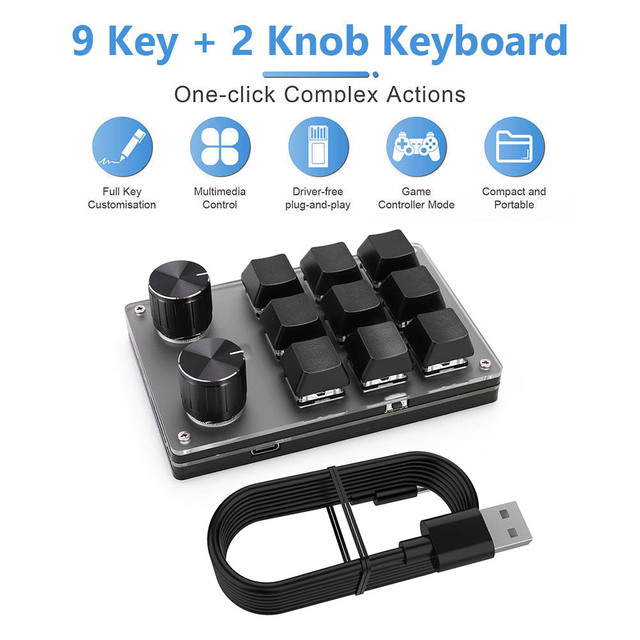 Macro Keyboard 3/4/9/12 Key 2 Knob Mechanical Keyboard Hot Swap Custom ...