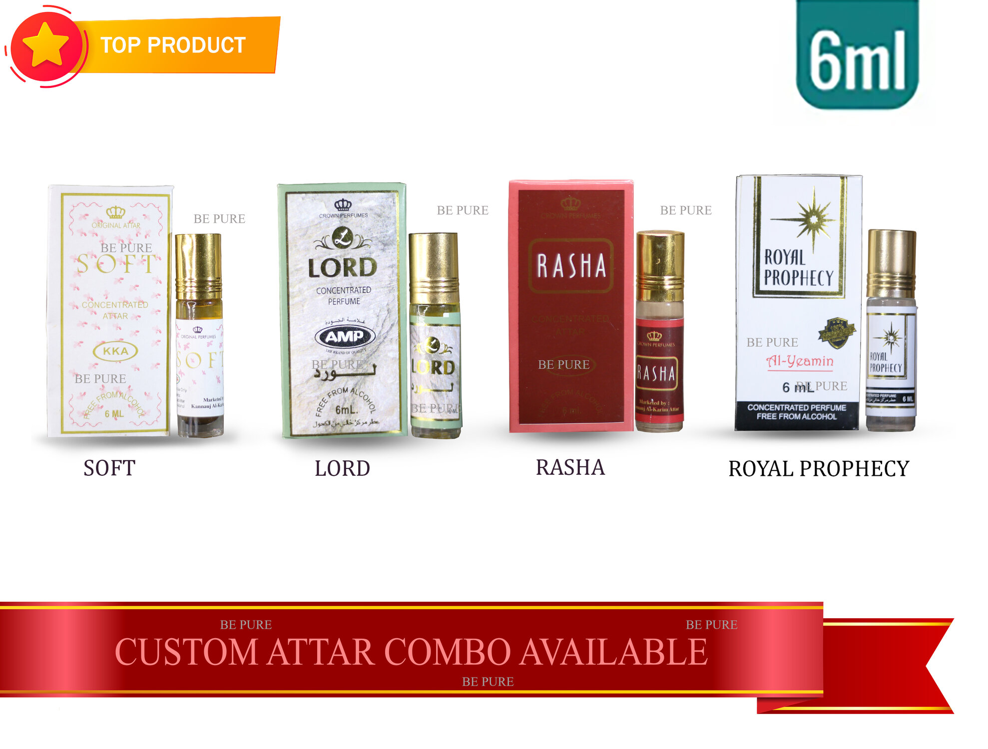 4pcs Custom Concentrated Perfume Attar Combo- 5pcs and 6 pcs ator 6 ml ...