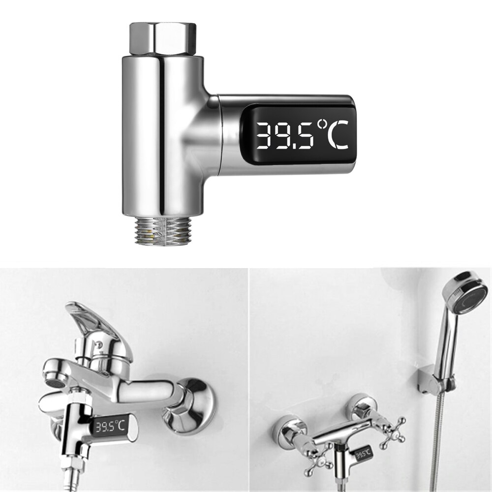 Dil Shower Thermometer LED Screen Water Thermometer Self-Generating ...